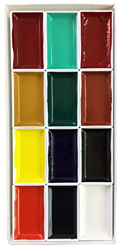 並製 12色マルチ/並製 12色/11187011・Style:並製 12色PatternName:単品・対象性別 :男女共用筆に水をつけ表面を撫でるようにして、絵具を溶きおろします。水の量で濃淡を調節できます。混色も可能です。(臙脂・黄土...