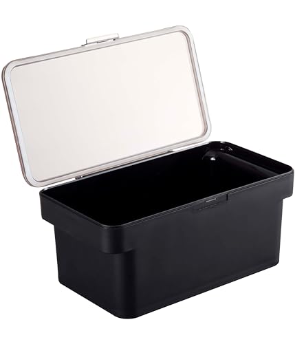長方形のヒンジ式蓋付きプラスチック製収納ボックスブラック/28cm x 16.5cm x 12.2cm/4945・Color:ブラック・パッケージ個数:1・販売元、発送元が日本国外の場合、コピー品の恐れがありますのでご注意ください。・本体：...