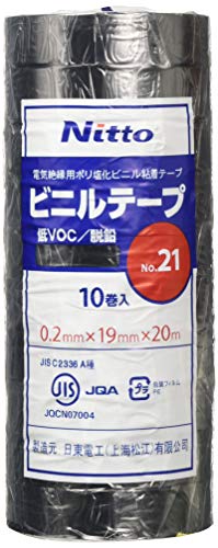 ブラック/19mmx20m/2120BK・パッケージ個数:1・:中国・●有害物質である重金属の鉛(Pb)を使用しない環境対策品です。(鉛フリー)●電気絶縁性に非常に優れています。●端末ハガレが少なく、配線工事も確実にできます。●耐寒性に優れ...