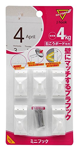 カジュアルホワイト/-/MC-003W・パッケージ個数:1・フックカラー:ホワイト・サイズ:16×35×16.5mm・最大垂直荷重:4kg・入数:5ヶ壁にマッチするプラフック ・抜き跡が目立たない ・コインでかんたん取り付け ・クギがクロス...