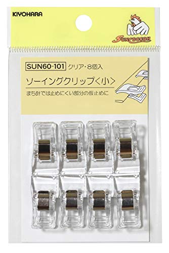 8個入クリア/W13mm×H25mm×D12.6mm/SUN60-101・Style:8個入・まち針では止めにくい部分の仮止めに便利なクリップです。穴があけられないラミネートの生地や、革などの仮止めに。付け外しがしやすく、作業がスムーズに行...