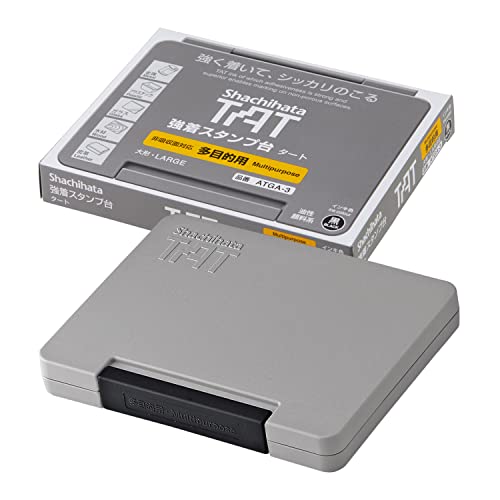 ブラック/大型/ATGA-3-K・Color:ブラックSize:大型・パッケージ個数:1・【盤面サイズ】106×67mm・【対応素材】金属・プラスチック・ガラス・陶器・布・皮革・木材等・【特長】超微細粒子が非吸収面にも印影をしっかり残す油性...