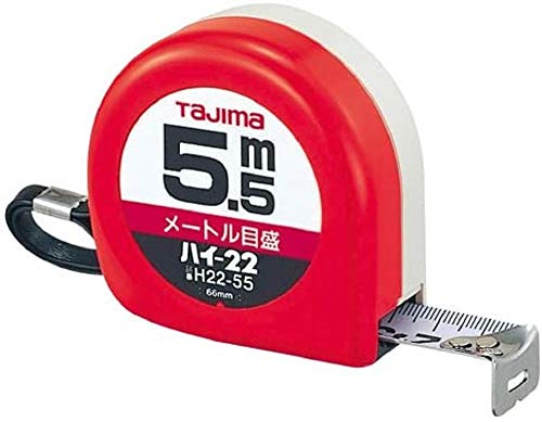 幅22mm赤/5.5m/H2255BL・Size:5.5mStyle:幅22mm・パッケージ個数:1・●移動爪●フリータイプ●JIS1級●片面目盛(テープ幅13・16mm) 両面目盛(テープ幅19mm以上)●455mmピッチ表示:あり(テー...