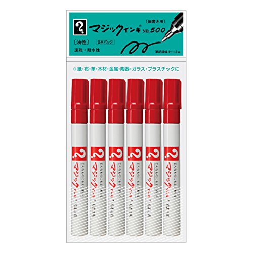 細字赤 6本/6本/M500-T2-6P・Color:赤 6本Size:6本・パッケージ個数:1・本体サイズ/重量:(単品)139x15x15mm/17g・パッケージサイズ:106x204x15mm/110g・筆記線幅:1~1.5mm[油性...
