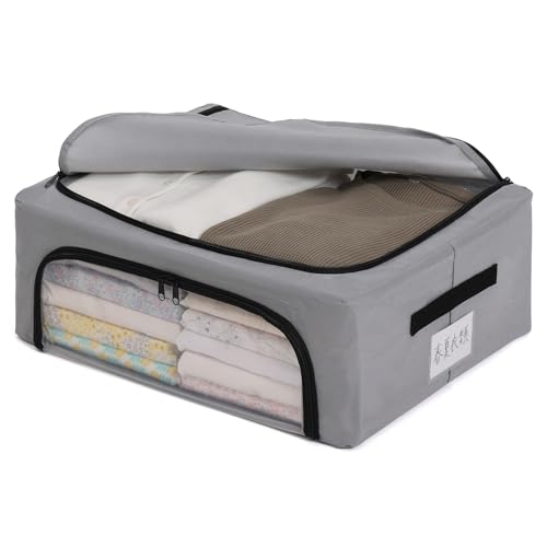 ワイヤー入り収納ケース 中型04_グレー 中サイズ/中/620-68・Style:ワイヤー入り収納ケース 中型・パッケージ個数:1・【商品仕様】:サイズ/約幅50×奥行40×高さ18.5cm、カラー/グレー、材質/ポリプロピレン・鉄・ポリエ...