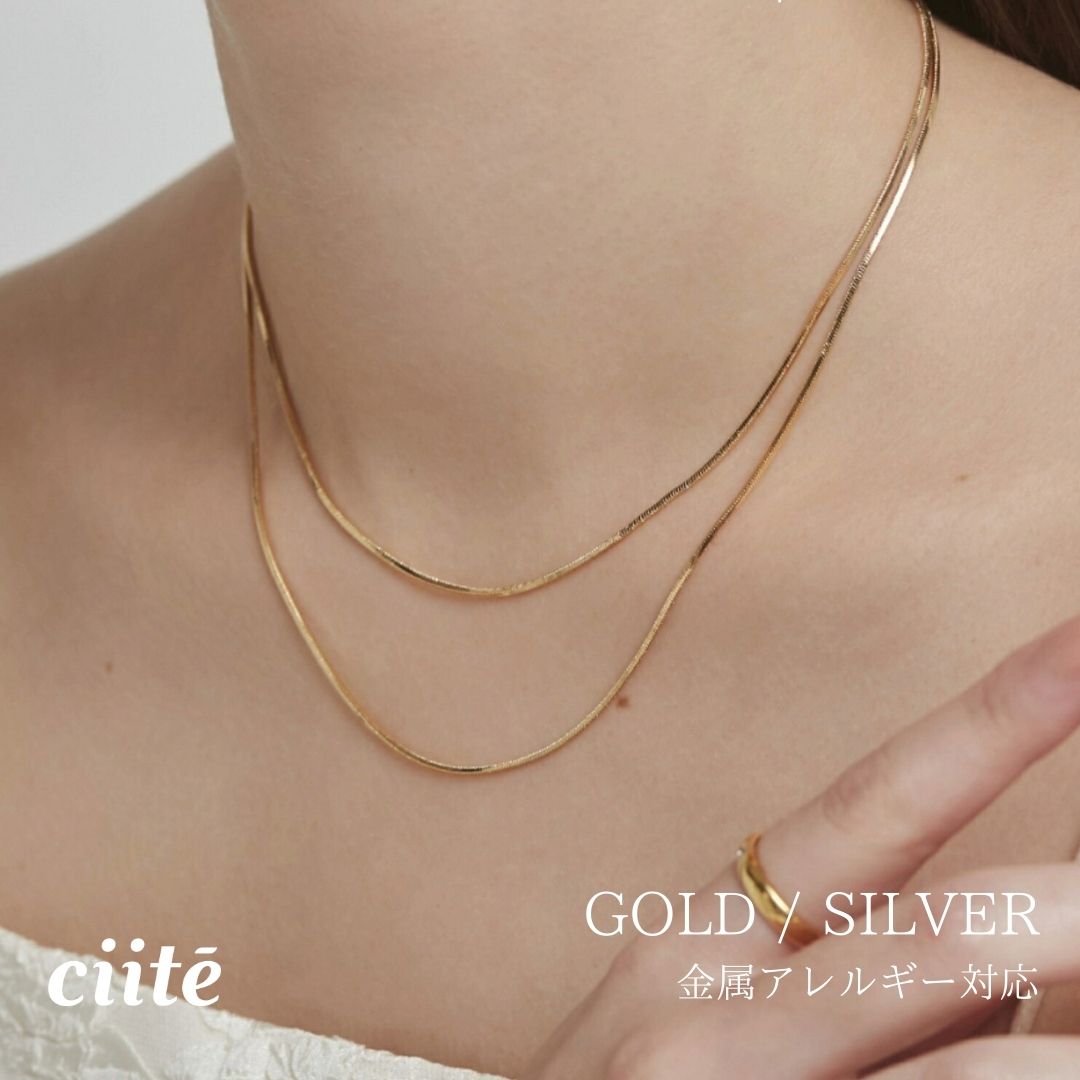 ▼ ゴールド▼ シルバー 商品名 【 金属アレルギー対応 】simple double snake necklace / シンプル2連スネークネックレス サージカルステンレス 素材 サージカルステンレス サイズ 長さ：35.5cm - 41...