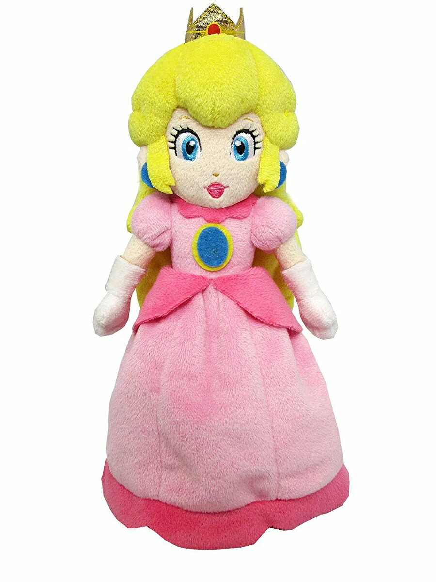 大人気のスーパーマリオシリーズのぬいぐるみがオールスターコレクションとして登場! 　ピーチのハイクオリティでふわふわな手触りなぬいぐるみです。商品サイズ：W9.5×D9×H26cm