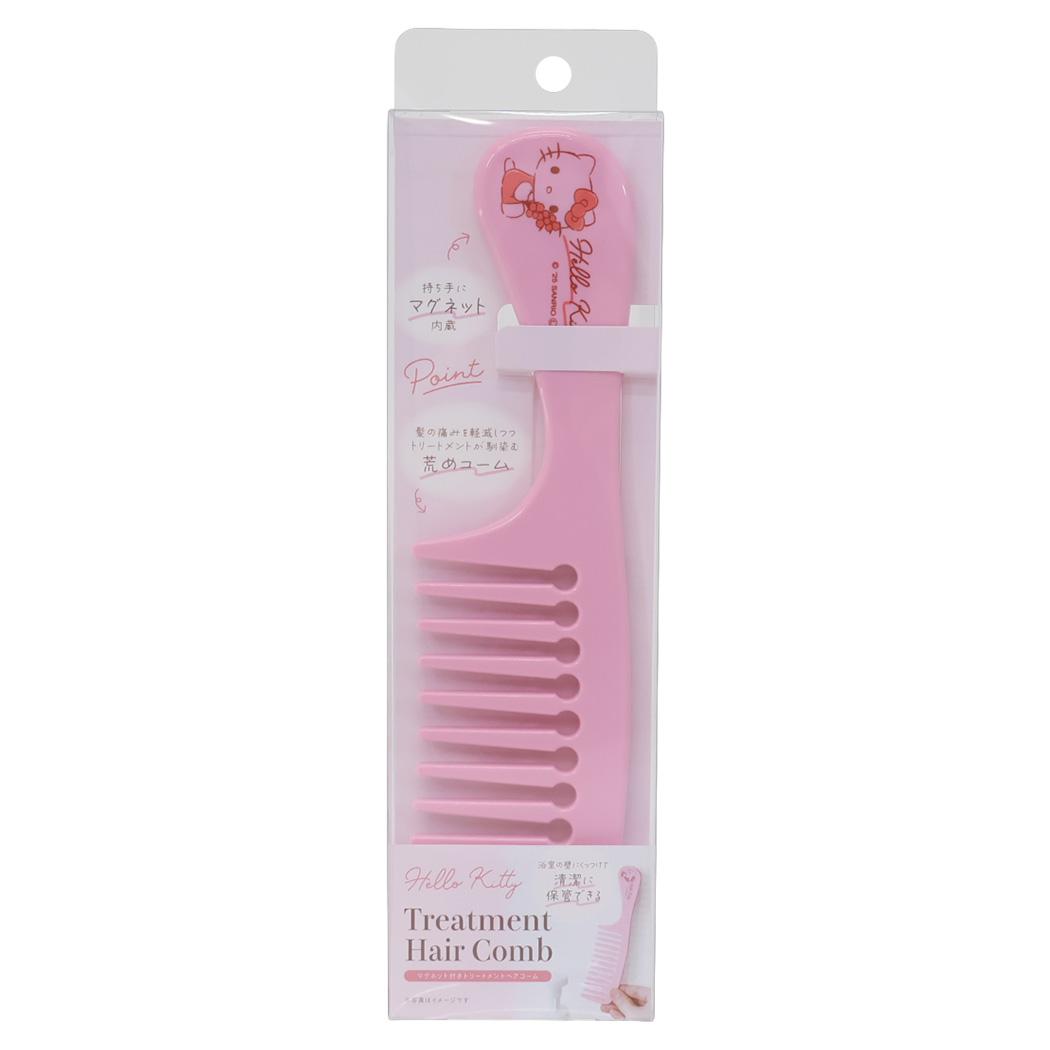 ハローキティ くし マグネット付きトリートメントヘアコーム ハローキティ サンリオ ティーズファクトリー バスグッズ ヘアケア キャラクター グッズ メール便可 あす楽 シネマコレクション浴室の壁にくっつけて清潔に保管できるトリートメントコ...