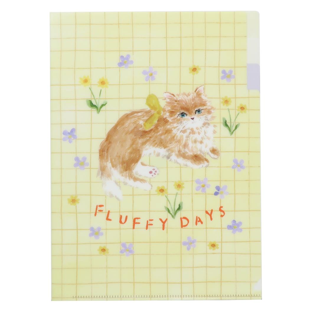 利光春華 ポケットファイル A5ポケットクリアファイル yellow ribbon cat Green Flash 新学期準備文具 おしゃれ グッズ メール便可 あす楽 シネマコレクショントレンドの小さめA5サイズポケットファイルかわいい/...