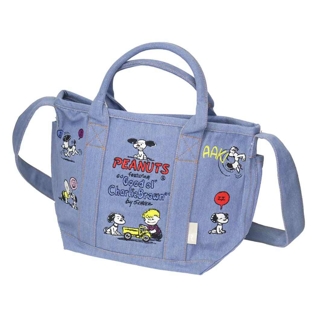 スヌーピー ショルダーバッグ IP.デリ.シシュウ.Peanuts-0Y ミニバッグ Sax ピーナッツ ルートート ミニトート 2way キャラクター グッズ あす楽 シネマコレクションメインバッグにもサブバッグにも使いやすいミニバッグ斜...