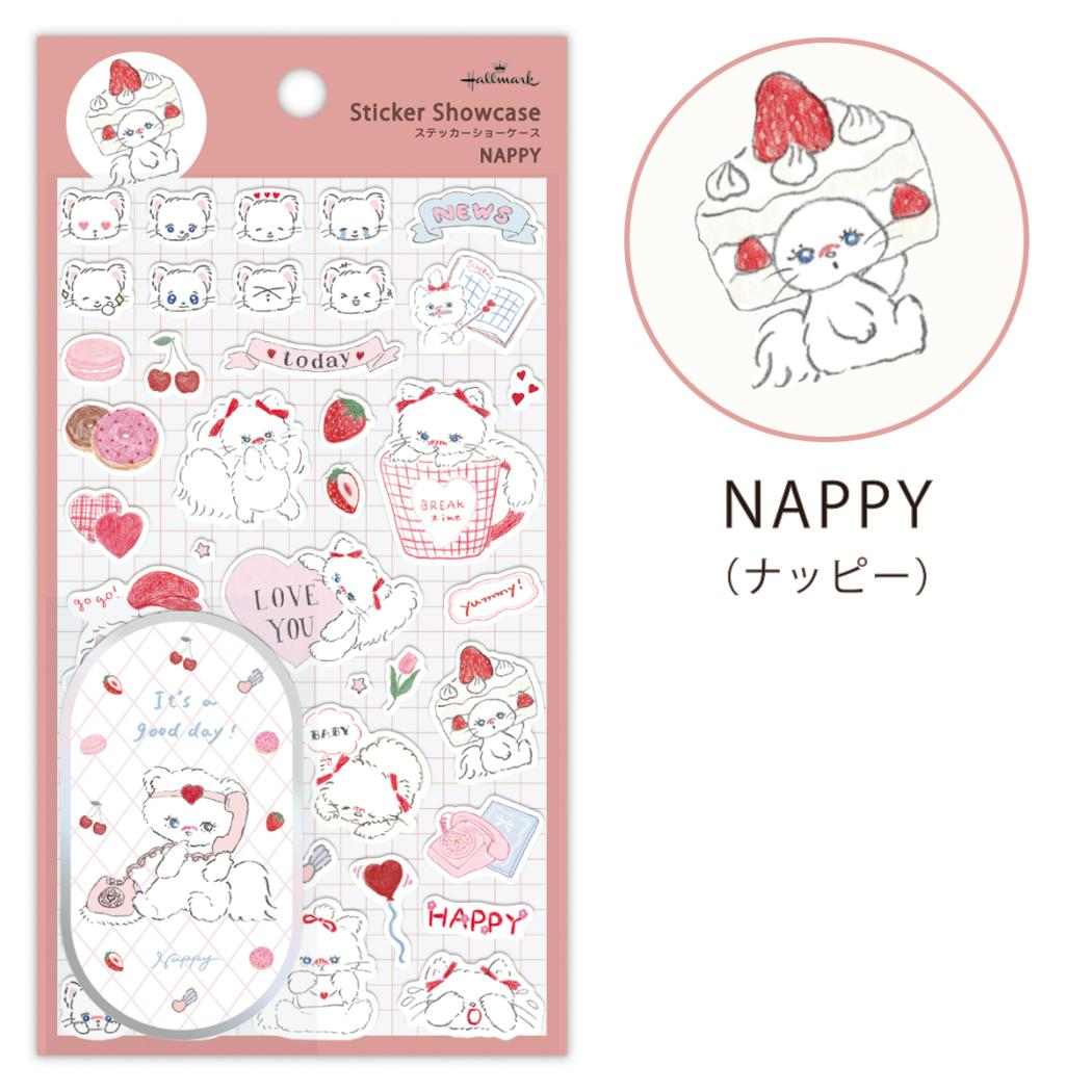 NAPPY シールシート ステッカーショーケース キャット 日本ホールマーク デコシール かわいい グッズ メール便可 あす楽 シネマコレクション日常を可愛く残すライフログ用シールデコレーション/手紙/日記/プレゼント/ギフト手帳デコや日々...
