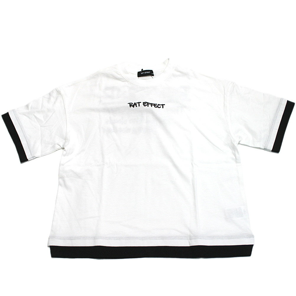 “ラットエフェクト”のレイヤード風バックプリントTTシャツを重ねた様なレイヤード風のTシャツ。ゆったり着れるオーバーサイズシルエットです。存在感のあるバックプリントが目を惹きます。本体　綿100%リブ部分　綿95%　ポリウレタン5%ブラック...