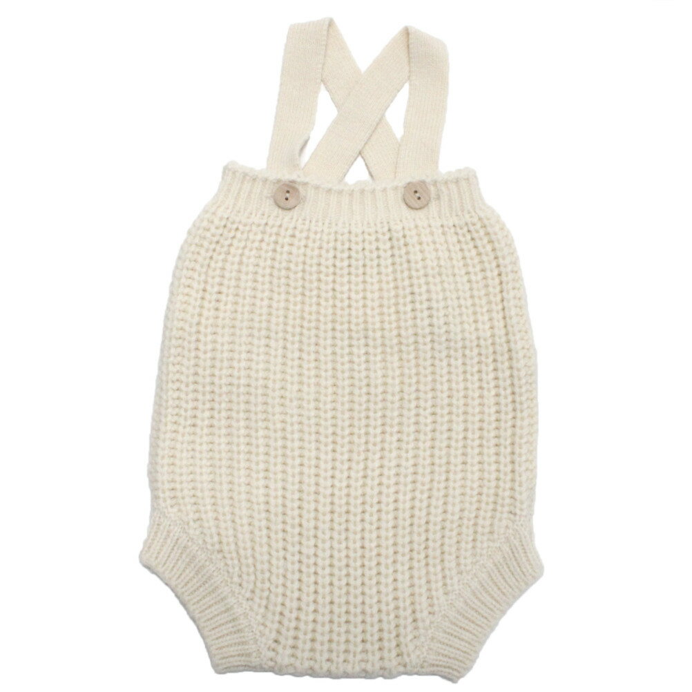 “ワンモア イン ザ ファミリー”のLOTE-nb(ニットロンパース)伸縮性に優れたリブ編みのニットロンパース。サスペンダーはシンプルなワンボタン式。ボタンは木製で温かみがあり、ナチュラルな雰囲気。アルパカウール混で柔らかく保温性も◎この商...