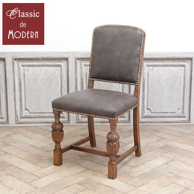 品名・品番 antique80871c　チェア　1940年頃　オーク材　イギリス サイズ W 51 x D 55 x H 93 (座面高 48) cm 商品について どっしりとした前脚が印象的な座面張り替え済のダイニングチェアです。 単品で...