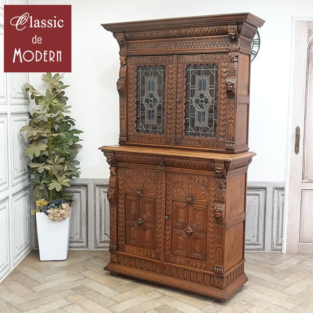 品名・品番 antique65530　キャビネット　1900年頃　オーク材　ベルギー サイズ W 116.5 x D 47 x H 193 (中段天板高 101) cm 商品について まるで絵画をみているような凛とした気品ある佇まいのキャビ...