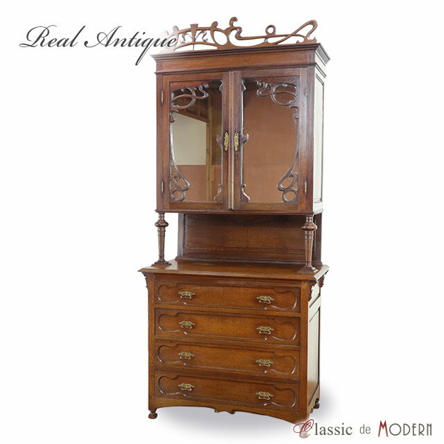 品名・品番 antique25809　キャビネット　1900年頃　オーク材　フランス サイズ W 112 x D 57 x H 249.5 (天板高 96) cm 商品について 繊細なデザインで美しいキャビネットです。 本物アンティークしか...