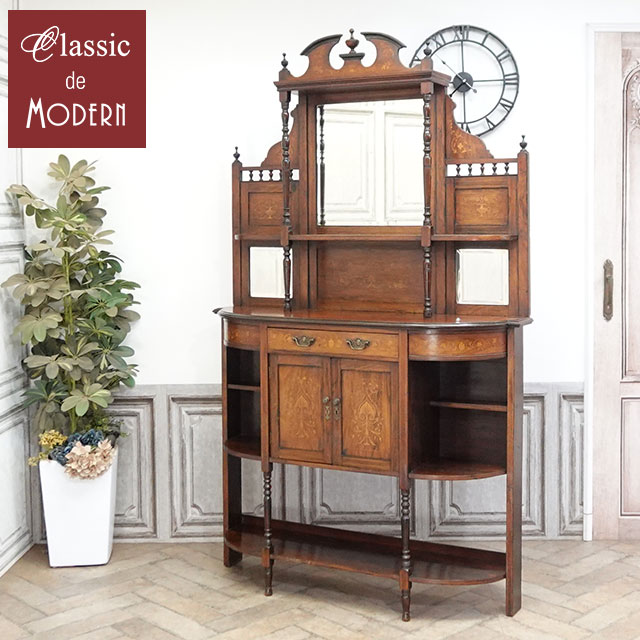 品名・品番 antique80751　キャビネット　1910年頃　ローズウッド材　イギリス サイズ W 122 x D 35 x H 199 (中段天板 100) cm 商品について 美しい佇まいで凛とした雰囲気が魅力のパーラーキャビネット...
