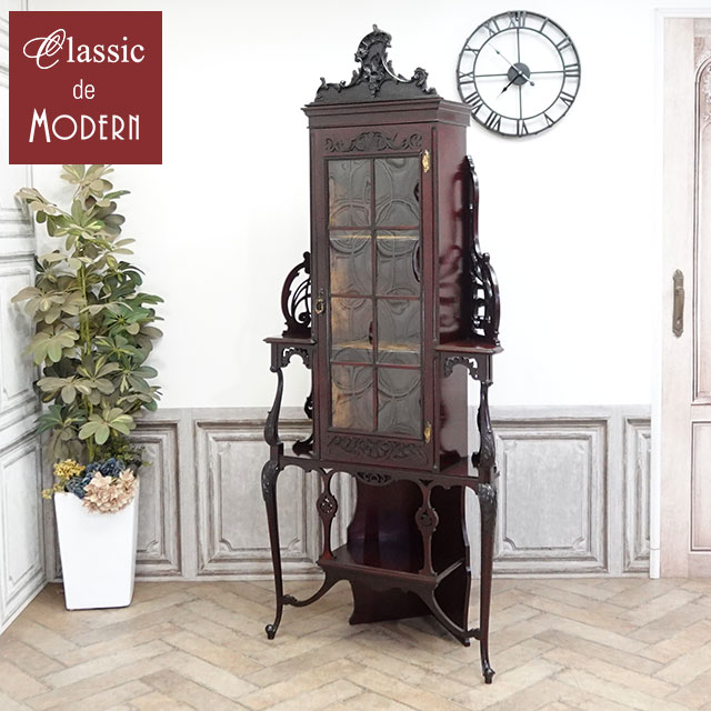 品名・品番 antique80783　コーナーキャビネット　1900年頃　マホガニー材　イギリス サイズ W 79 x D 47 x H 193 cm壁に接する面は各 54 cm 商品について ヴィクトリアンスタイルのコーナーキャビネットで...