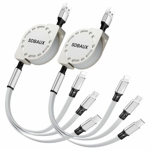 [急速充電と同時充電]:USBAto3in1巻き取り式マルチ充電ケーブル、充電速度が最大3A(両端ではなく合計)であることを確認してください。これは、ほとんどの標準的なケーブル充電よりも速く、タブレットや高速充電デバイスにより効果的です。3...