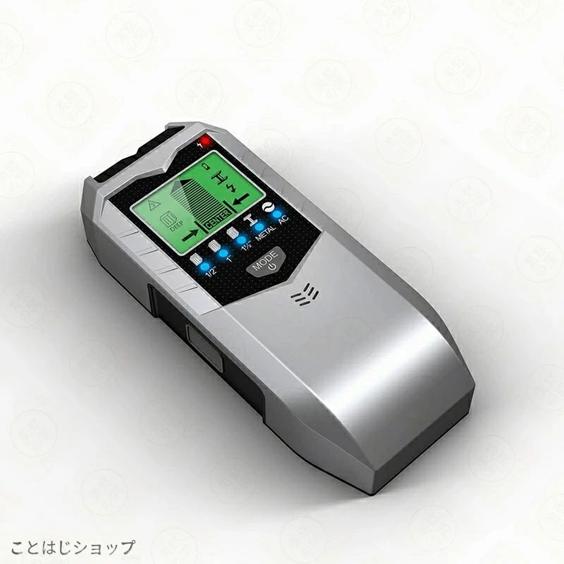 【5つのモード＆木材と金属の区別可能】 壁に穴を開けずに1台で間柱梁探知「深モード、通常モード、浅モード」、金属探知、電源探知の5つのモードを搭載し、木材・プラスチック・金属・AC活線など様々な下地の素材を検知できる壁の下地探しです。壁の厚...