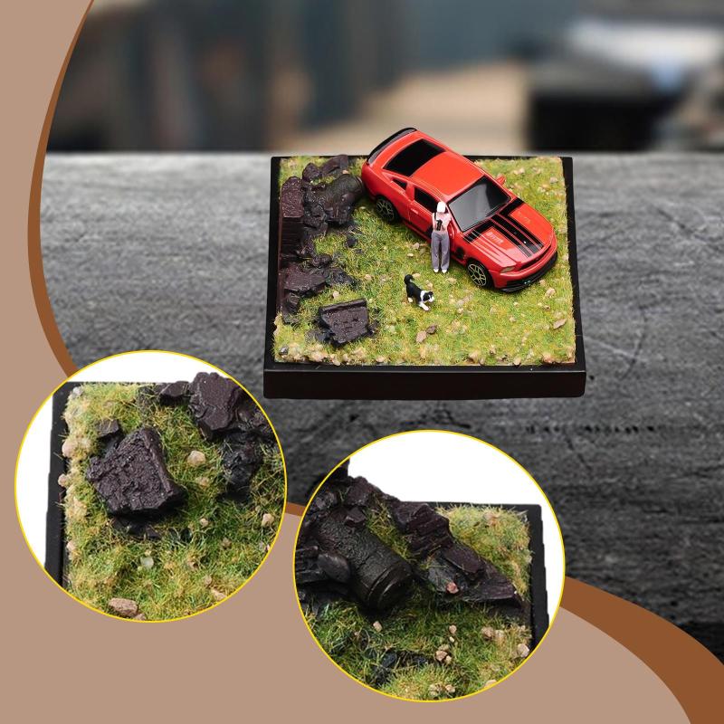 【スケール】1/64スケールのモデルカーやフィギュア用に設計されたこのディスプレイベースは、リアルなGreenery in Ruinsのミニチュアシーンを作り出し、コレクションを美しく展示します。【素材】草原シーンステージは石膏ボードと丈夫...