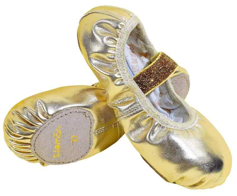 [s.lemon] バレエダンスシューズ 皮製バレエ靴 バレエ ダンス用品ダンス練習シューズ 大人&amp;子供用 初心者 練習用 Gold 41EU 25.0 cms.lemonのバレエシューズ キッズ、非常に柔らかく、耐久性があり、通気...