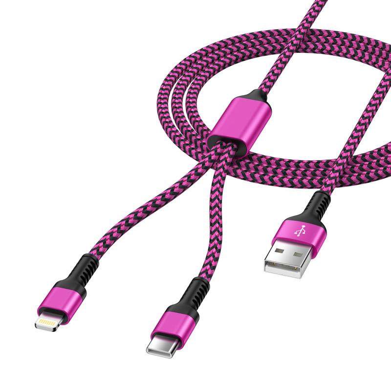 充電ケーブル 2in1 iPhone 充電ケーブル &amp;Type-C ケーブル 最大5.4A急速充電 2台同時充電コード USB ライトニングケーブル GAEF アイフォン15 マルチ充電 高速充電 多機能 Lightningケーブル...