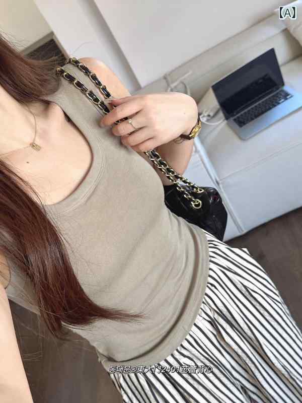 ・款式: 吊带款・版型: 修身型・衣长: 短款(40cm<衣长≤50cm）・图案: 纯色・流行元素: 露背・面料名称: 棉・主な素材: 綿・カラー: 莫兰迪绿, 奶茶色, 灰色, 黒色, 白色・サイズ: L・メイン素材含有量: 30%...