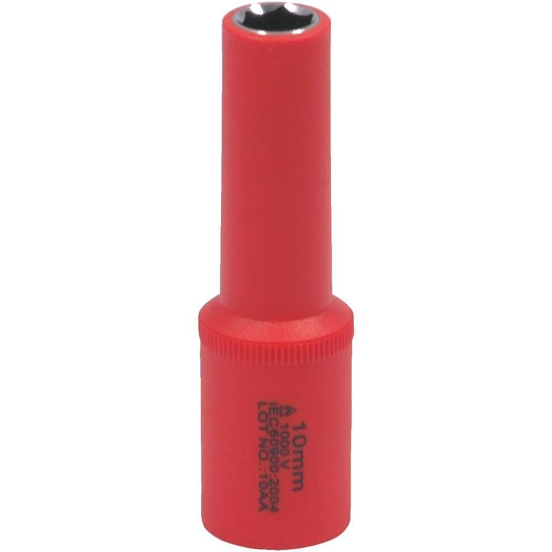 Tech-EV(テック・イーブイ) 絶縁工具 ディープソケット 3/8 10mm(6角) OLC652010SA差込角(mm):9.5全長(mm):82二面幅寸法(mm):10