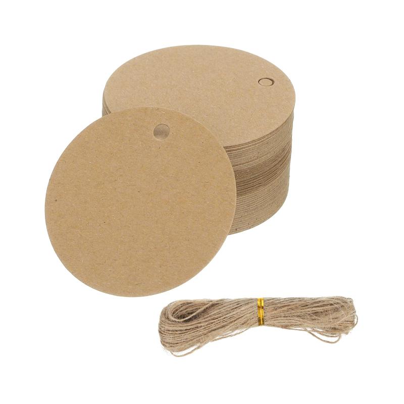 PATIKIL Blank Gift Tags with String, Kraft Paper Tags Gift Bags Round Label with Holes
