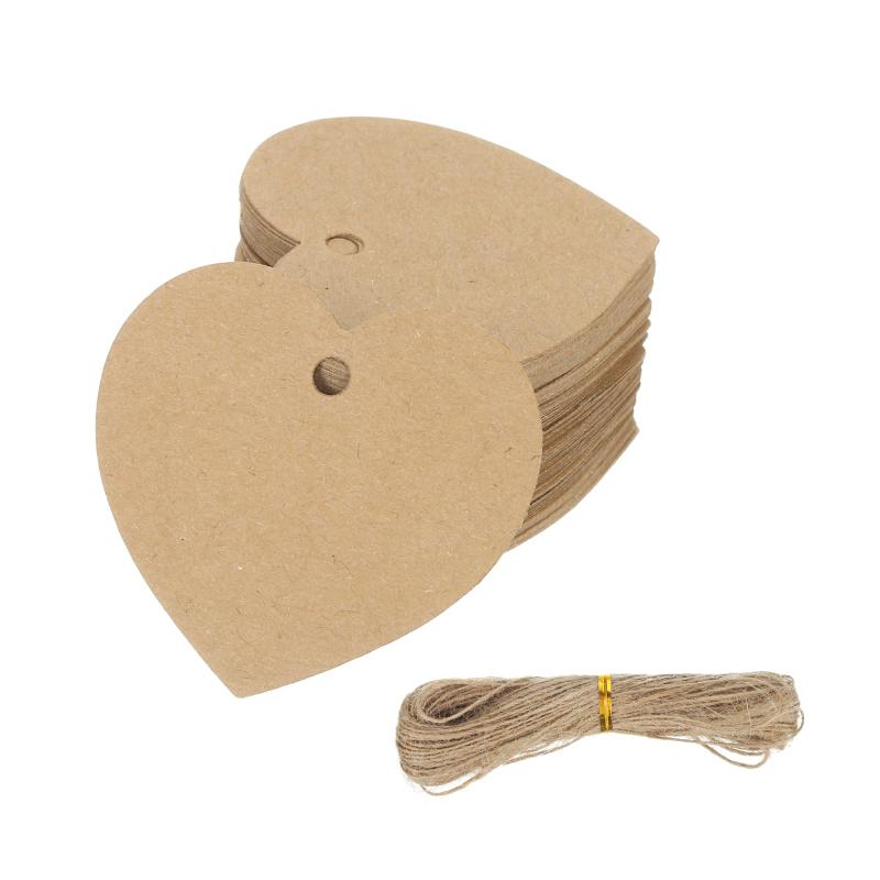 PATIKIL Blank Gift Tags with String, Kraft Paper Tags Gift Bags Heart Label with Holes for Wedding