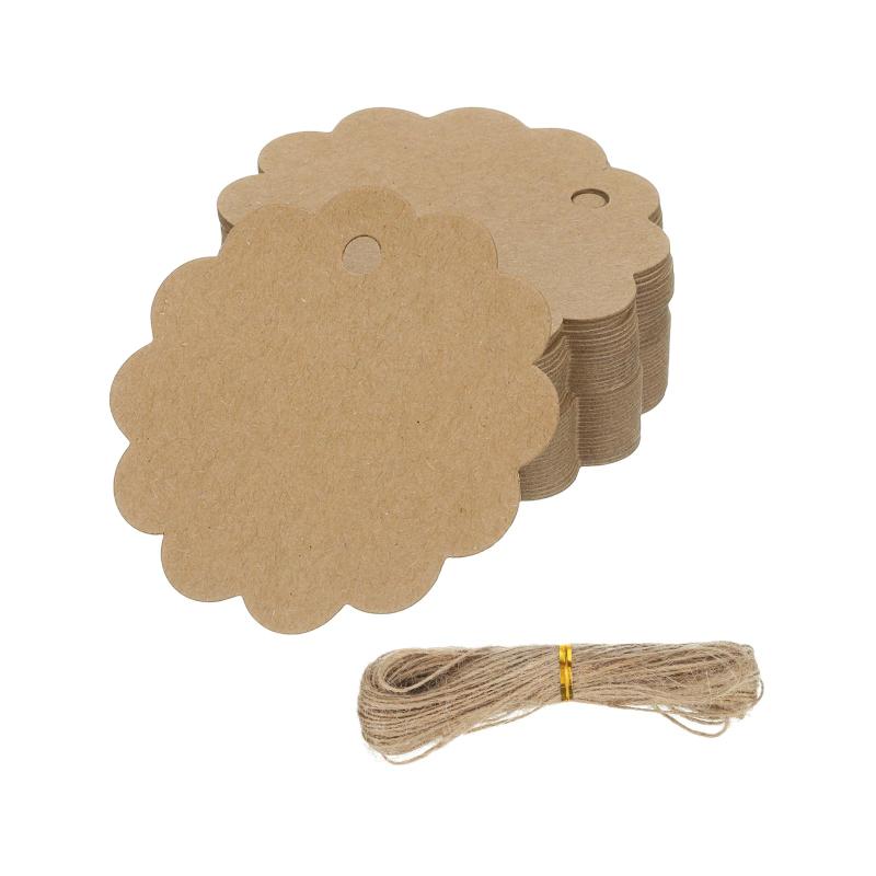 PATIKIL Blank Gift Tags with String, Kraft Paper Tags Gift Bags Flower Label with Holes for Wedding