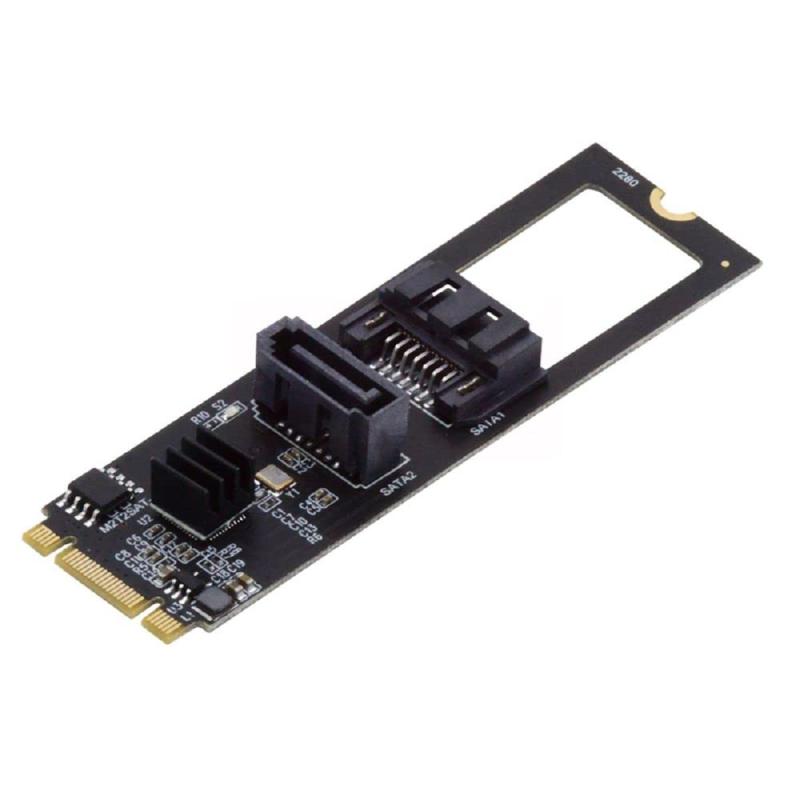 Cablecc PCI Express NGFF キー B+M - SATA 3.0 6Gbps デュアルポート 垂直水平アダプター コンバーター ハードドライブ拡張カード JMB582 2280メインコントロールチップ:JMB582 イン...