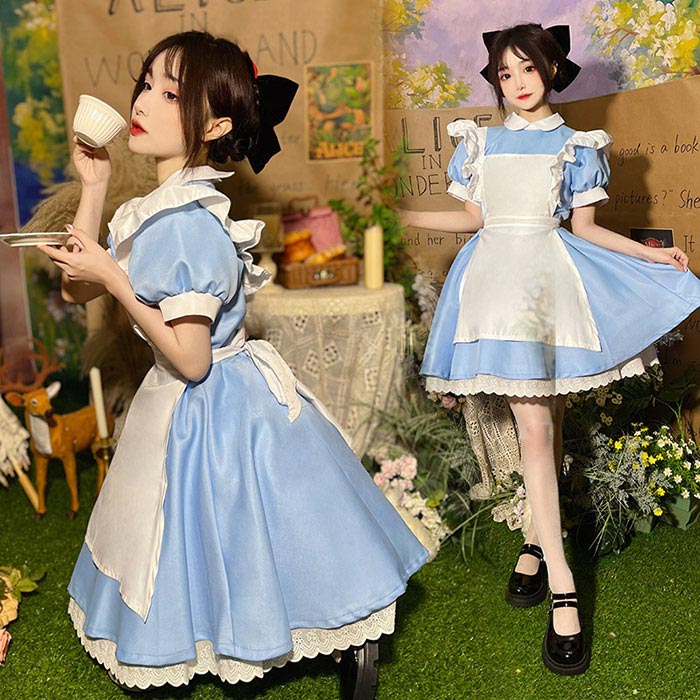 商品名 ロリータ服 色 ブルー サイズ S：着丈約77cmバスト約82cmウエスト約70cm肩幅約36cm M：着丈約79cmバスト約86cmウエスト約74cm肩幅約37cm L：着丈約81cmバスト約90cmウエスト約78cm肩幅約38c...