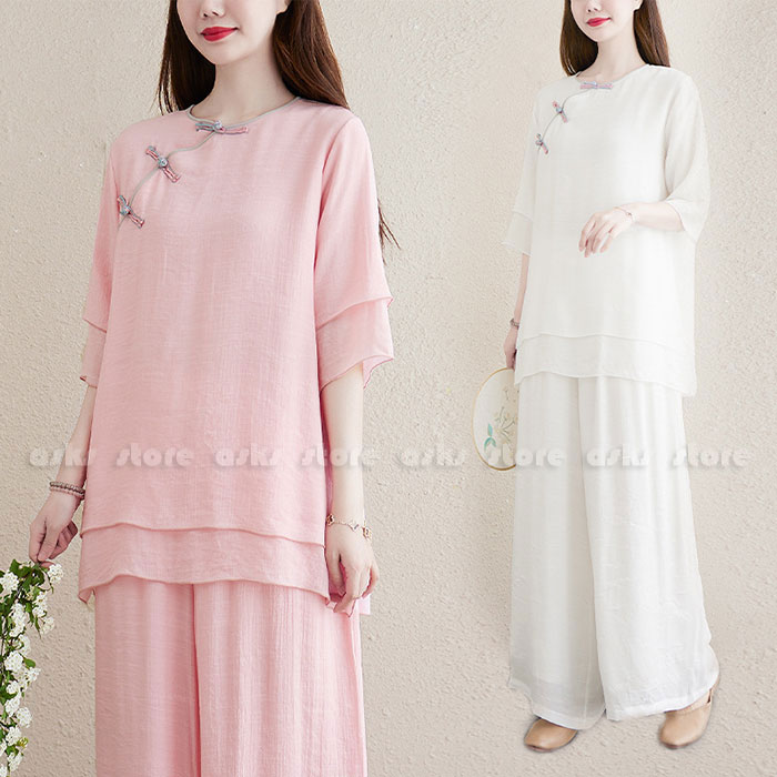 商品名 レディースチャイナ服 色 ホワイト・グレー・ピンク サイズ M-2XL 素人採寸若干の誤差がある場合がございます。 素材 ポリエステル ご了承いただきたいこと ※サイトに掲載の商品は、撮影の環境とモニター環境により、実際の物と素材感...