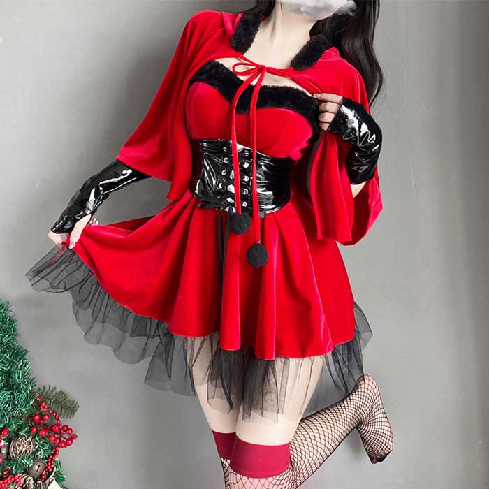 商品名 クリスマスコスプレ衣装 色 レッド サイズ M：着丈約59cmバスト60-80cmウエスト60-70cm適用体重40-52.5kg L：着丈約60cmバスト80-92cmウエスト70-80cm適用体重52.5-62.5kg 素人採寸...