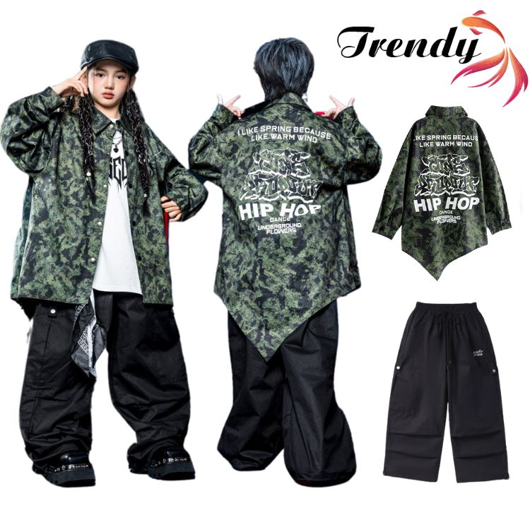 人気検索キーワード：緑 黒 グリーン シャツ 迷彩シャツ 迷彩 トップス パンツ カーゴパンツ 長袖 キッズ ダンス セットアップ 韓国 k-pop ヒップホップ 男の子 女の子 ギャル アイドル かっこいい カジュアル 子供服 ステージ衣...