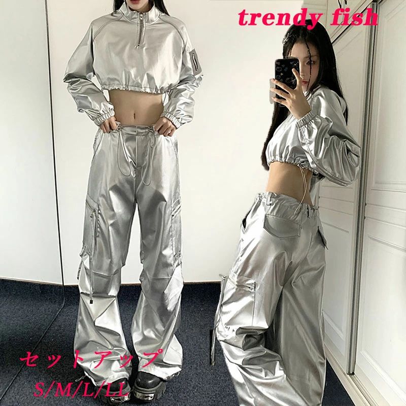 人気検索キーワード：銀 ダンス衣装 セットアップ k-pop 衣装 大人 レディース シルバー へそ出し トップス 韓国 ショート ヒップホップ 高校生 カーゴパンツ 中高生 ジャズダンス ステージ衣装 ダンスウェア ロングパンツ 2点セッ...