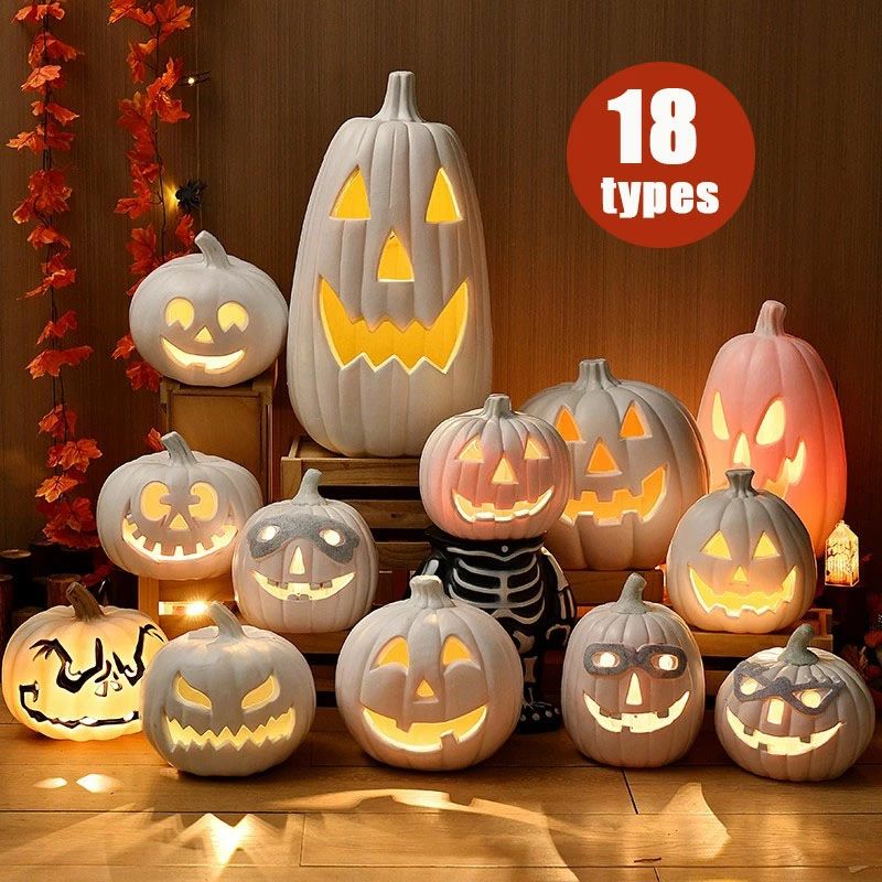 ★商品詳細 ハロウィン かぼちゃライト カボチャ 白色 パンプキン アソート ホワイト 飾り オーナメント Halloween ハロウィーン かぼちゃランプ 装飾 オブジェ 置物 ジャックオーランタン ディスプレイ 白 発光可能 遊園地 か...