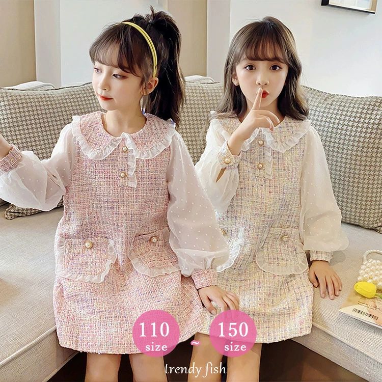 ■商品紹介： 普段使いはもちろん！ 七五三 入園式や入学式 セミフォーマルなシーンにもお使いいただける 高級感のある ワンピースです。 綿90%・ポリエステル10%>の生地で丁寧な縫製 こだわりの細かいディテール！ ボタンもレースも選び抜か...