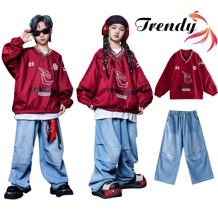 人気検索キーワード：赤 レッド トップス インナー トレーナー パンツ デニムパンツ ジーンズ 長袖 キッズ ダンス セットアップ 韓国 k-pop ヒップホップ 男の子 女の子 ギャル アイドル かっこいい カジュアル 子供服 ステージ衣...