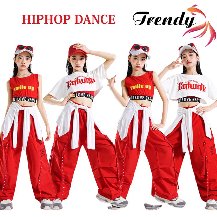 人気検索キーワード：赤 白 レッド ホワイト トップス タンクトップ パンツ カーゴパンツ へそ出し キッズ ダンス セットアップ 韓国 k-pop ヒップホップ 女の子 ギャル アイドル かっこいい カジュアル レジャー 子供服 ステージ...