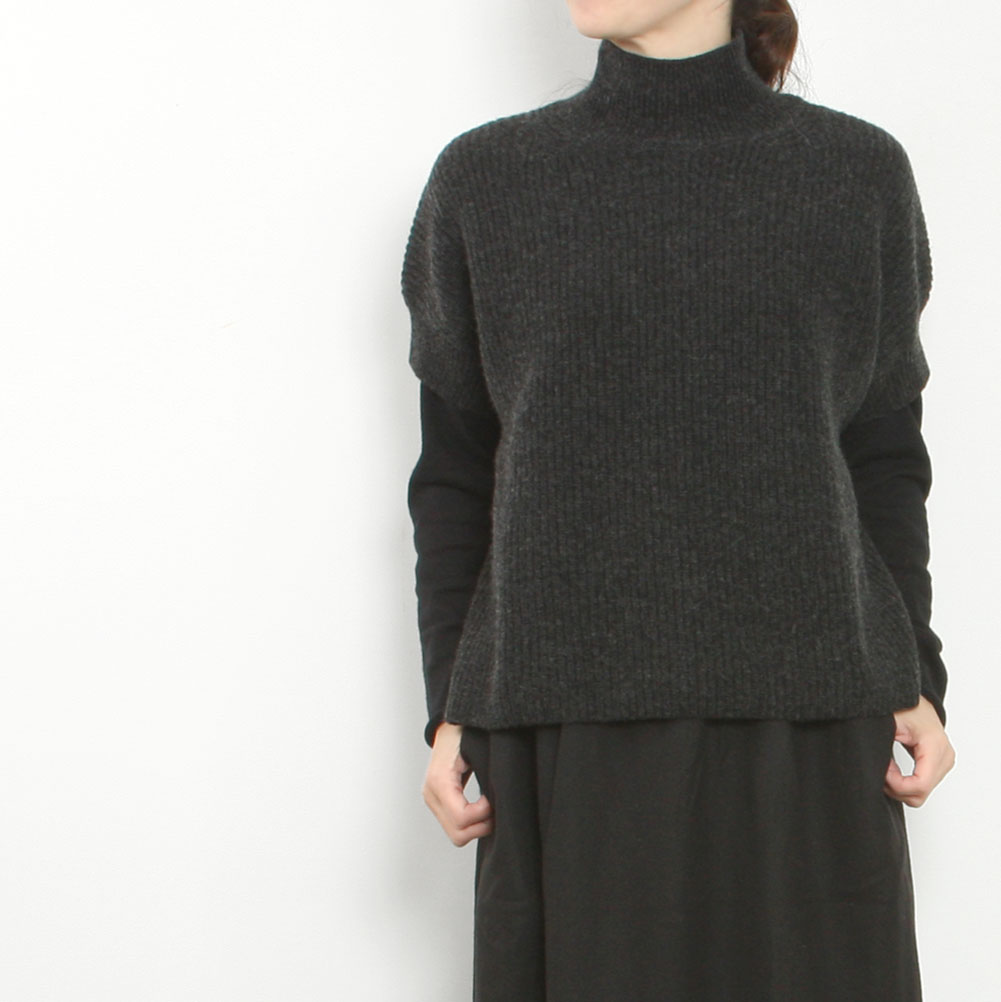 evam eva エヴァムエヴァ wool fox aze vest E253K199 Description メリノウールと優しい肌あたりのブルーフォックスをブレンドしたふわりと軽い着心地のベスト。数色の綿を混ぜ合わせて染色しているため、...