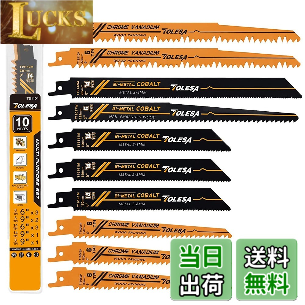 商品情報商品の説明主な仕様 TOLESA 10本組 レシプロソーブレードセットは、使用頻度の高い木材と金属ブレードを備えており、庭木の剪定や伐採、フェンスパネルの切断及び家屋の補修などの解体作業、金属とプラスチックパイプの切断作業など幅広い...
