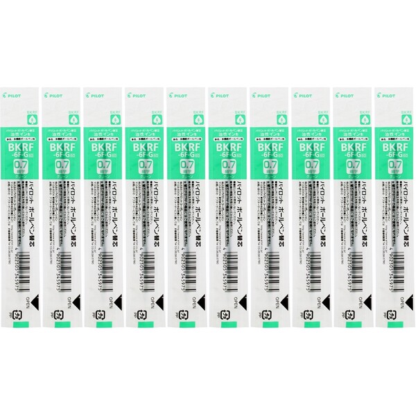 商品名パイロット 油性 ボールペン替え芯 多色・多機能筆記具用 BKRF 0.7mm 細字 緑 10個セット説明軽くなめらかな書き味の油性インキボールペンの替芯です。 【サイズ】縦=99mm　横=3mm　厚さ=3mm【適応商品】ノック式:B...