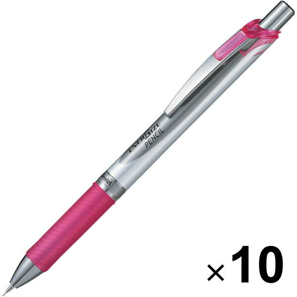 商品名ぺんてる シャープペンシル エナージェルシャープ 0.5mm シルバー/ピンク軸 PL75-P 10本セット説明シルバーカラーがクールなシャープペンシル。先端を保護するスライドスリーブ式で、持ち運びも安心。消しゴム付き。【サイズ】高さ...