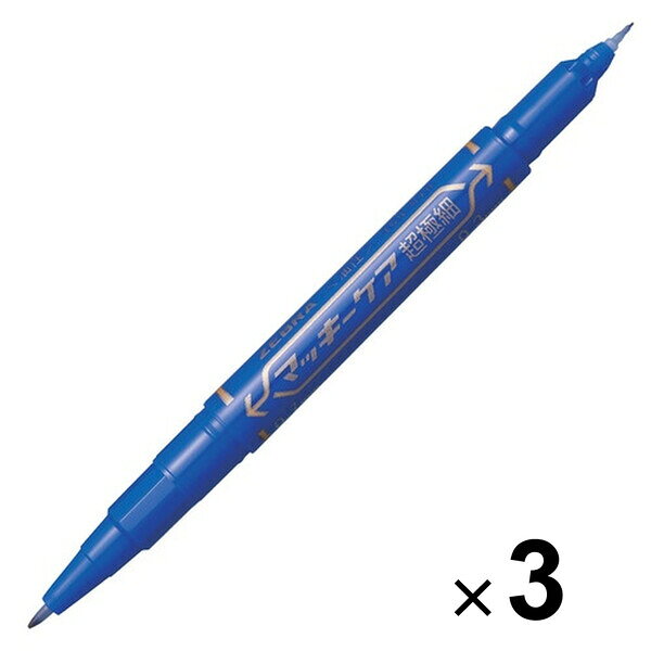 商品名ゼブラ 油性ペン マッキーケア 超極細 青 YYTH3-BL 3本セット説明油性マーカーの定番品、マッキーに超極細が登場!速乾性・耐水性。1本で極細・超極細両用。紙・布・木・段ボール・ガラス・プラスチック・金属・ビニール類など幅広くご...