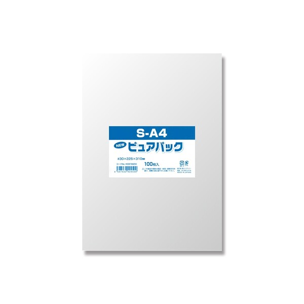 商品名透明OPP袋 Nピュアパック S-A4 (A4用 225×310×0.03mm) テープなし 100枚入り 6798250説明つやがあり、透明度が高いOPP袋です。価格を低く抑える為、海外のフィルムを使用しています。袋の両側を熱圧着し...