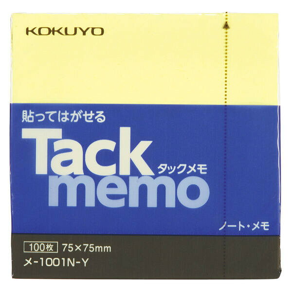 商品名コクヨ タックメモ ノートタイプ 正方形 74x74mm 100枚 黄 メ-1001-Y 付箋説明書き込むスペースが広いノートタイプ。「タテ・ヨコ寸法」のヨコ側が粘着部分になっています。・書類や資料・伝票の整理分類に。・オフィスの連絡...