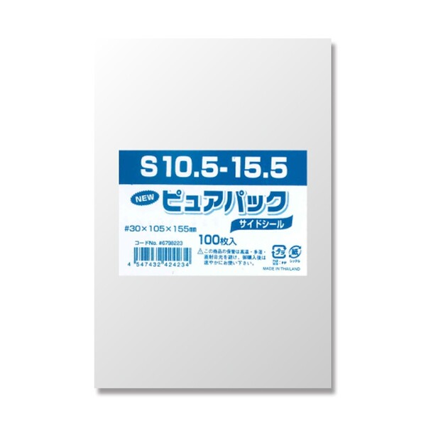 商品名透明OPP袋 Nピュアパック S10.5-15.5 (ハガキサイズ 105×155×0.03mm) テープなし 100枚 6798223説明つやがあり、透明度が高いOPP袋です。価格を低く抑える為、海外のフィルムを使用しています。袋の...